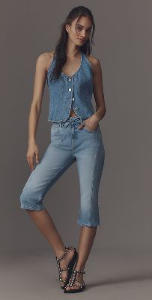 Pilcro - High-Rise Tie-Belt Capri Jeans