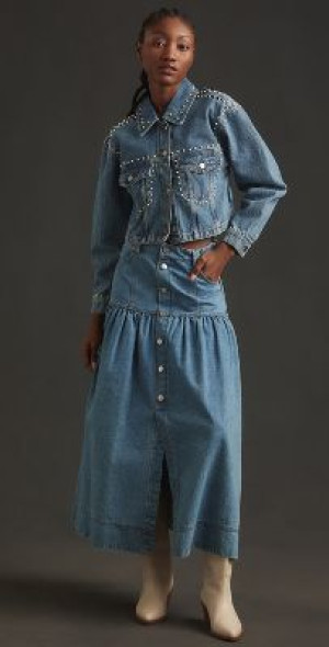 Pilcro - Pearl Embroidered Denim Jacket