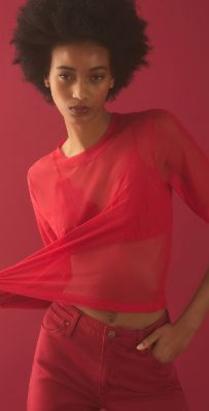 Porridge - Mesh Half-Sleeve Top