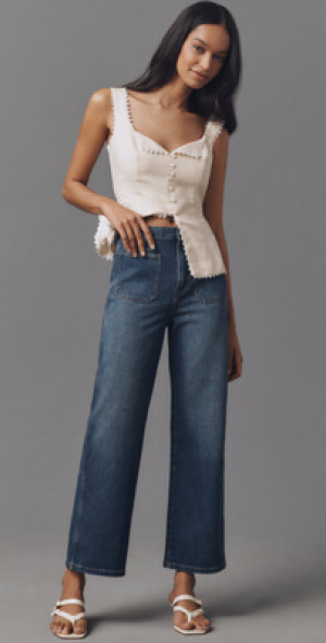 Reformation - Alyssa Stretch High-Rise Wide-Leg Cropped Jeans