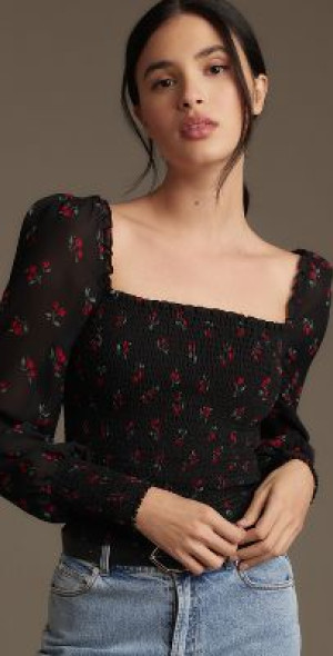 Reformation - Pinto Long-Sleeve Square-Neck Top