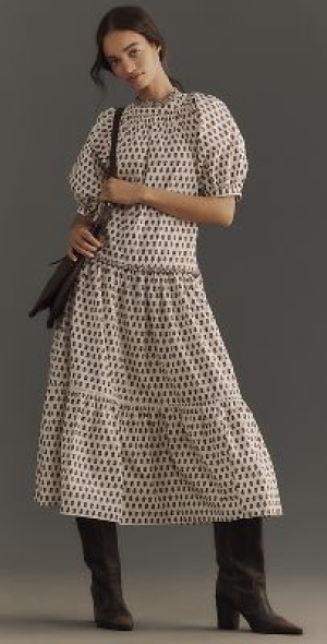 RHODE - Aderyn Puff-Sleeve Midi Dress