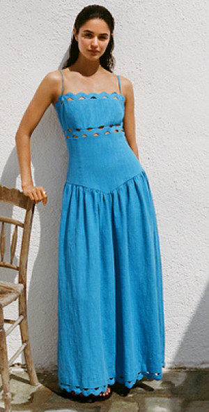 Saylor - Florence Basque-Waist Eyelet Dress