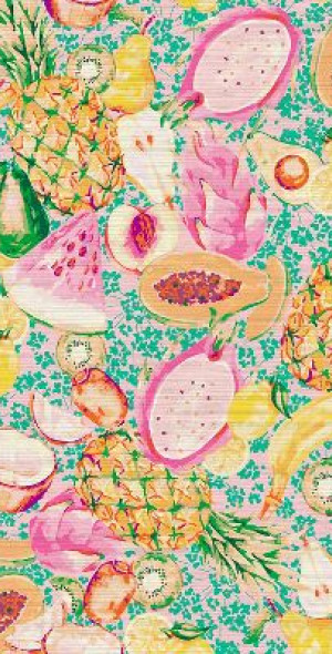 Sunday Social Club - Floral Breakfast Club Fruit Grasscloth Wallpaper