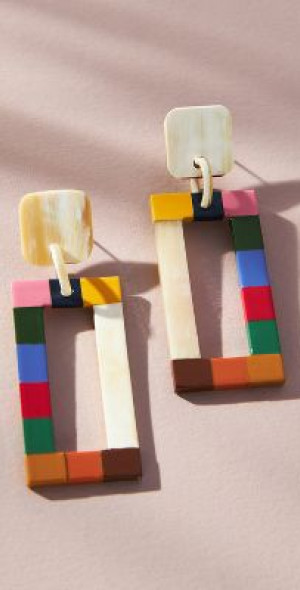 Sunshine Tienda - Colorblock Open Rectangle Earrings