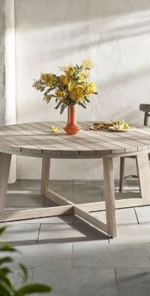 Terrain - Angled Leg Teak Round Dining Table