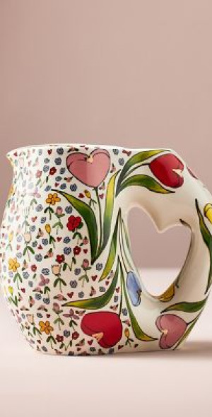The Mud Fairy - Blooming Hearts Stoneware Pitcher