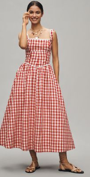 WAYF - Linen Blend Drop-Waist Midi Dress