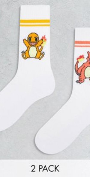 ASOS DESIGN - 2 pack Charmander Pokemon socks-Multi