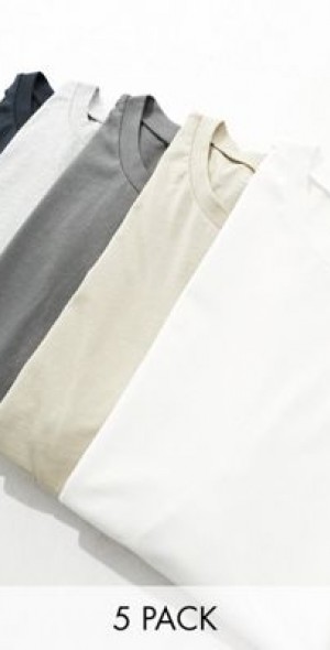 ASOS DESIGN - 5 pack relaxed fit crew t-shirt in multiple colors
