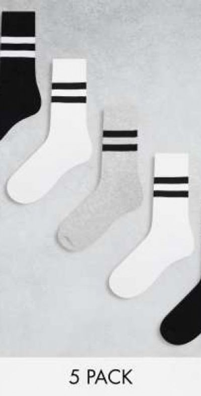 ASOS DESIGN - 5 pack socks with stripes in multiple colors
