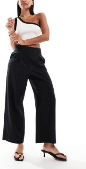 ASOS DESIGN - barrel leg raw edge pants in black
