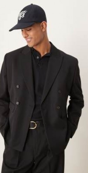 ASOS DESIGN - boxy double breasted suit jacket in black