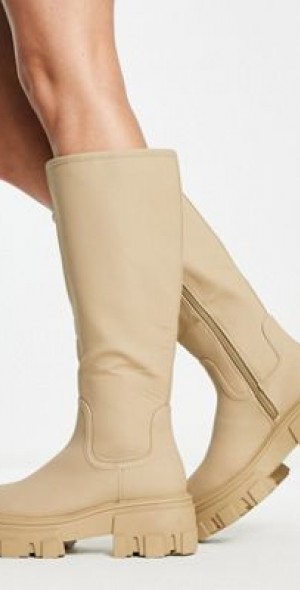 ASOS DESIGN - Carla chunky flat boots in cappuccino-Brown
