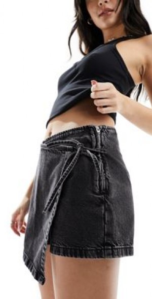 ASOS DESIGN - denim skort in wash black