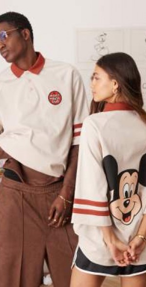 ASOS DESIGN - Disney unisex oversized raglan polo t-shirt with Mickey ...