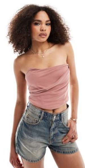 ASOS DESIGN - drape corset top in blush-Pink
