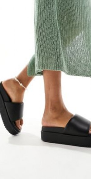 ASOS DESIGN - Festival flatform sandals in black