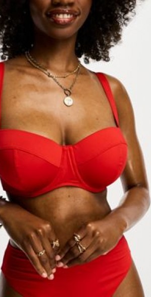 ASOS DESIGN - Fuller Bust Exclusive mix and match underwire bikini top in red