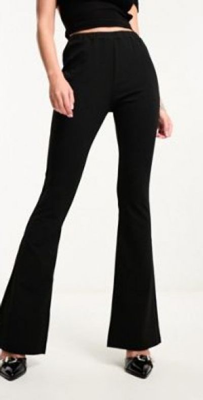 ASOS DESIGN - Hourglass slim kick flare suit pants in black