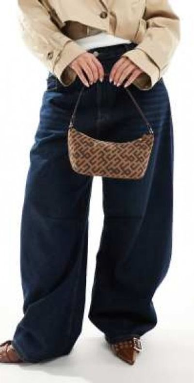 ASOS DESIGN - monogram slouch shoulder bag in brown