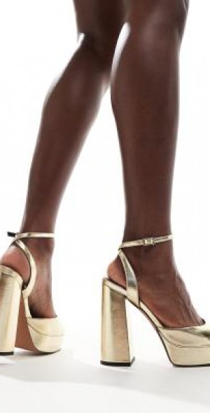 ASOS DESIGN - Pressure platform high heel shoes in gold