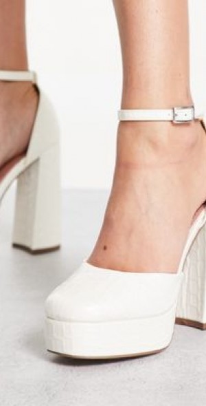 ASOS DESIGN - Priority platform high heeled shoes in white