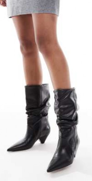 ASOS DESIGN - Restless premium slouch boot in black leather