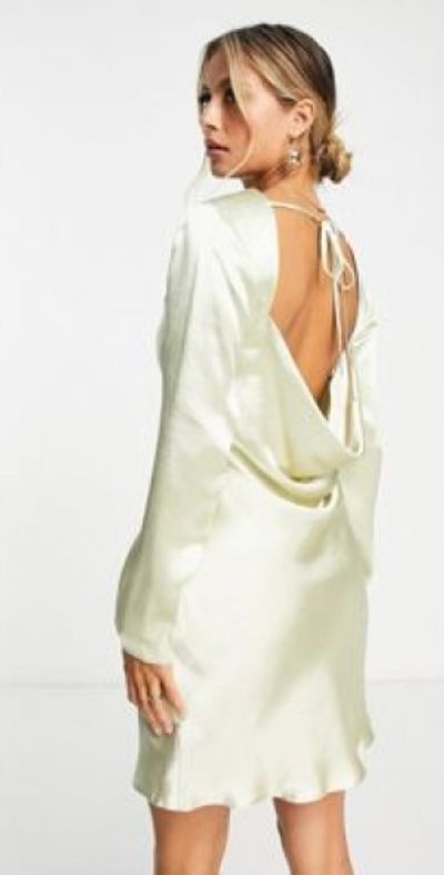 ASOS DESIGN - satin mini dress with cowl neck and backless detail in ...
