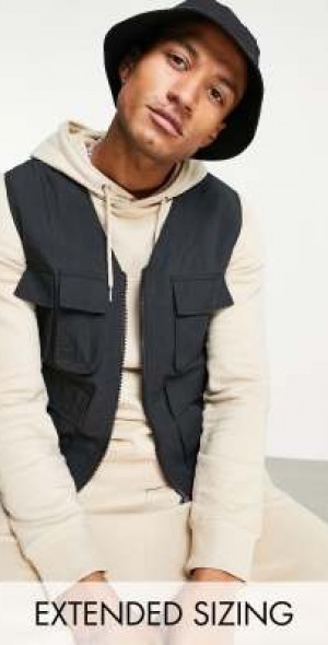 ASOS DESIGN - utility vest with pockets in black