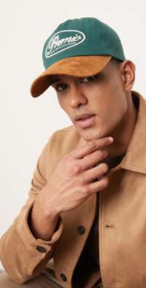 ASOS DESIGN - vintage varsity fit preppy cap in green with contrast ...