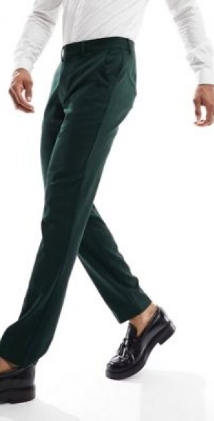 ASOS DESIGN - wedding slim suit pants in forest green microtexture