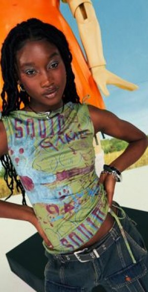 ASOS DESIGN - x Squid Game: The Challenge slash neck tank with tie side ...