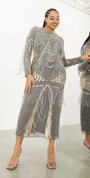 ASOS EDITION - Curve statement embellished bodycon midi dress with ...