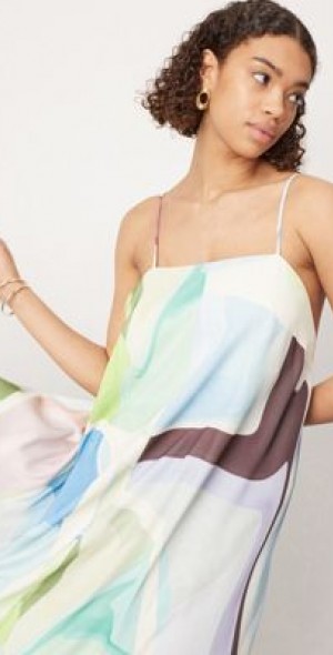 ASOS EDITION - statement strappy V-neck maxi dress in geometric swirl ...
