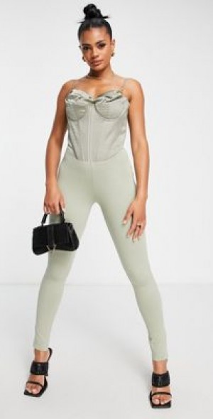 BAD SOCIETY CLUB - Bad Society Club satin corset top skinny jumpsuit in ...