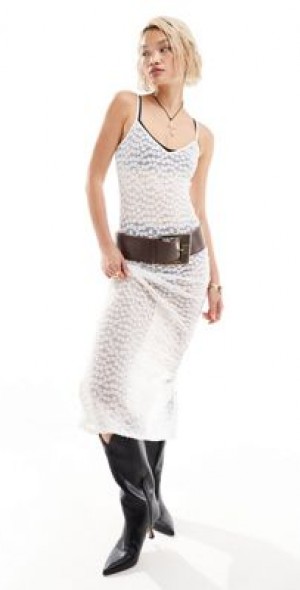 Bailey Rose - 90s cami slip dress in floral lace-White