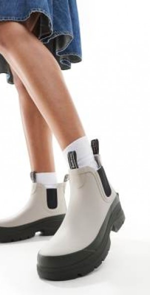 Barbour - x ASOS Midhurst chunky rain boots in mist-Neutral