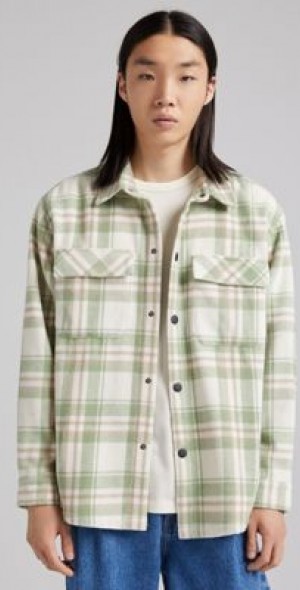 Bershka - overshirt in sage green check