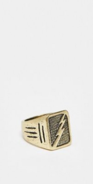 Classics 77 - elemental lightning bolt signet ring in gold