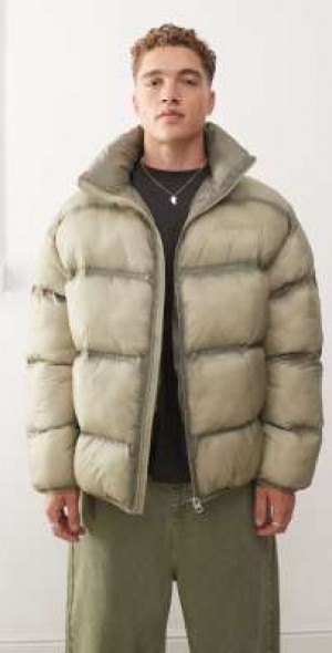 Collusion - COLLUSION washed puffer jacket in green