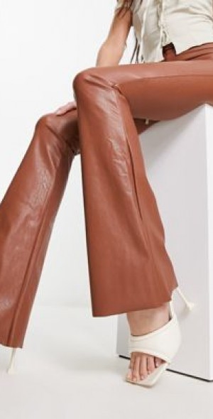 Commando - faux leather flared leggings in brown