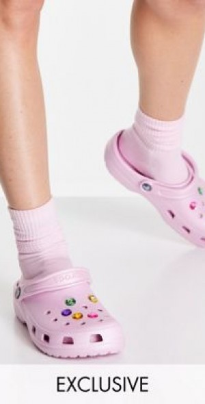 Crocs - exclusive classic clogs with removable pastel gems in ballerina ...