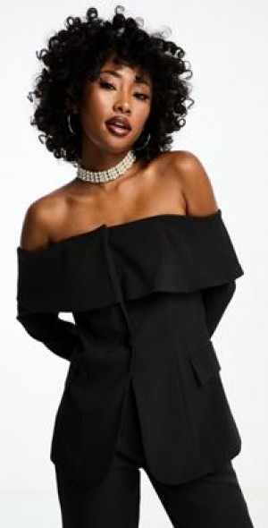 Extro & Vert - corset bandeau blazer in black - part of a set