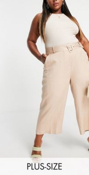 Forever New Curve - Ever New Curve tailored wide leg pants in stone-Neutral