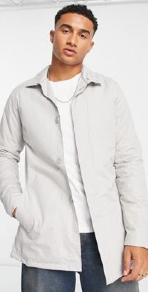 French Connection - lined funnel neck trench jacket in stone-Neutral