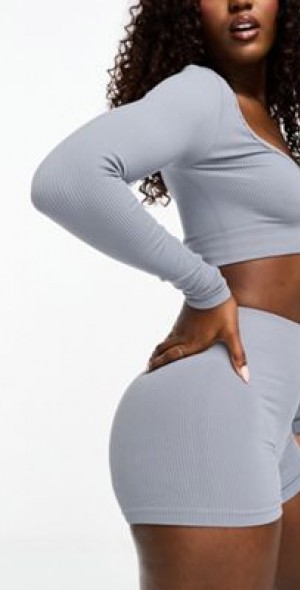 HIIT - essential seamless ribbed booty shorts-Gray