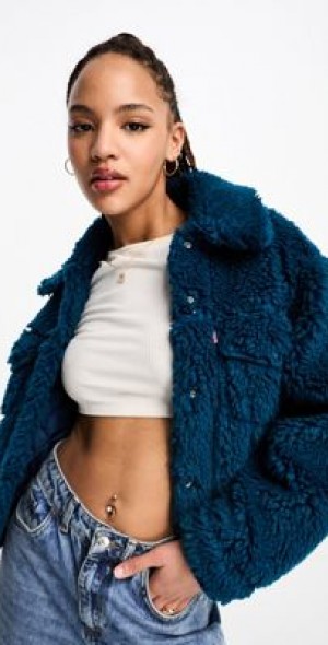 Levi's - Borg Bubble sherpa trucker jacket in navy