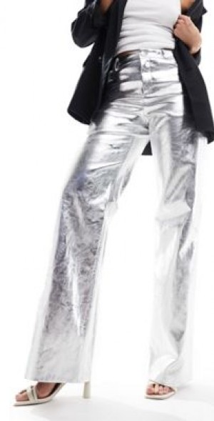 Mango - straight leg jeans in silver