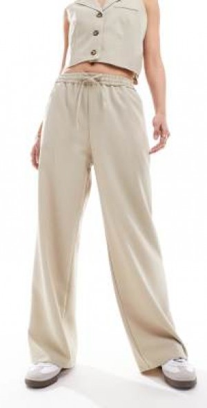 Miss Selfridge - relaxed pull on pants in beige pinstripe - part of a ...